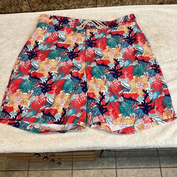 Nautica | Swim | Nautica Mens Size L Blue Coral Hawaiian Nautical Print ...